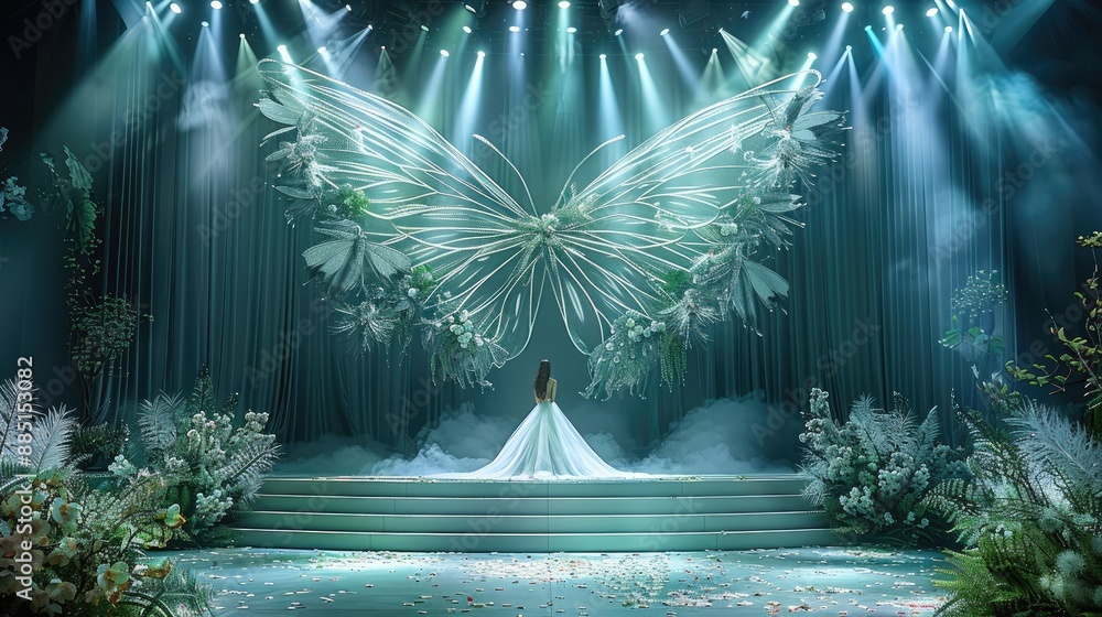 Stage design, theater design, butterfly wings and flowers are the main ...