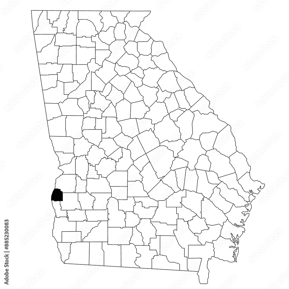 Map of quitman County in Georgia state on white background. single ...