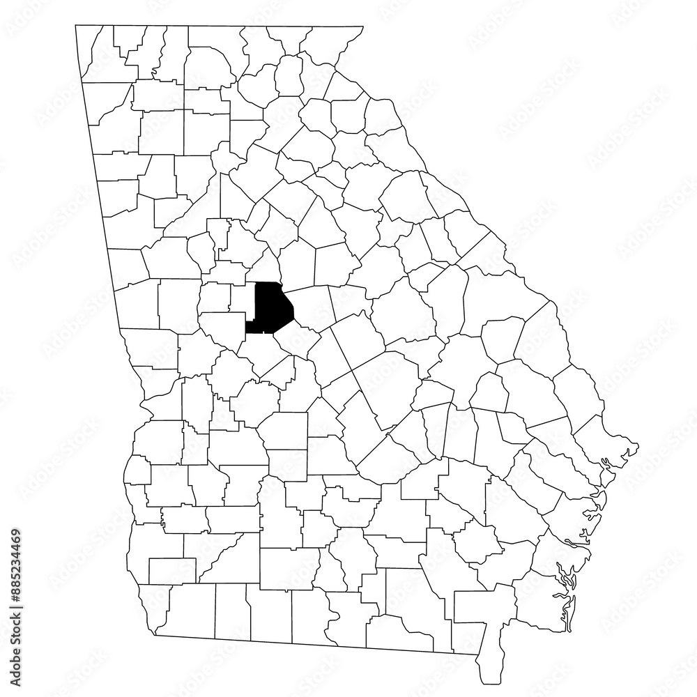 Map of Monroe County in Georgia state on white background. single ...