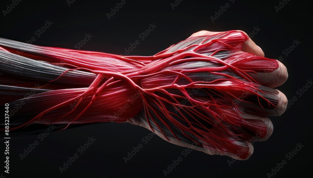 Stock-Foto „Detailed Anatomy Scan of Male Wrist and Hand Muscles A ...