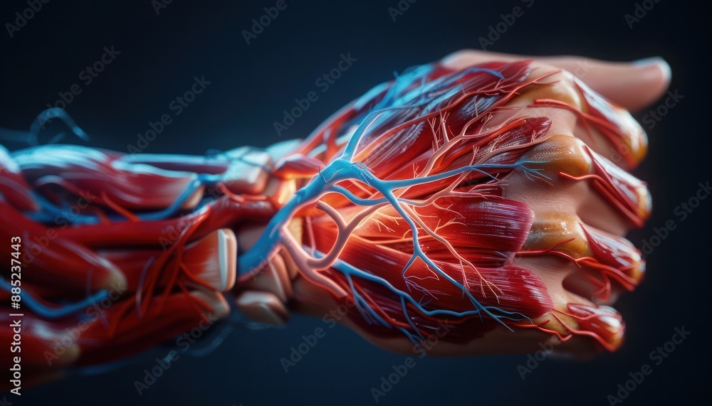 Detailed Anatomy Scan of Male Wrist Muscles, Tendons, Ligaments, Bones ...