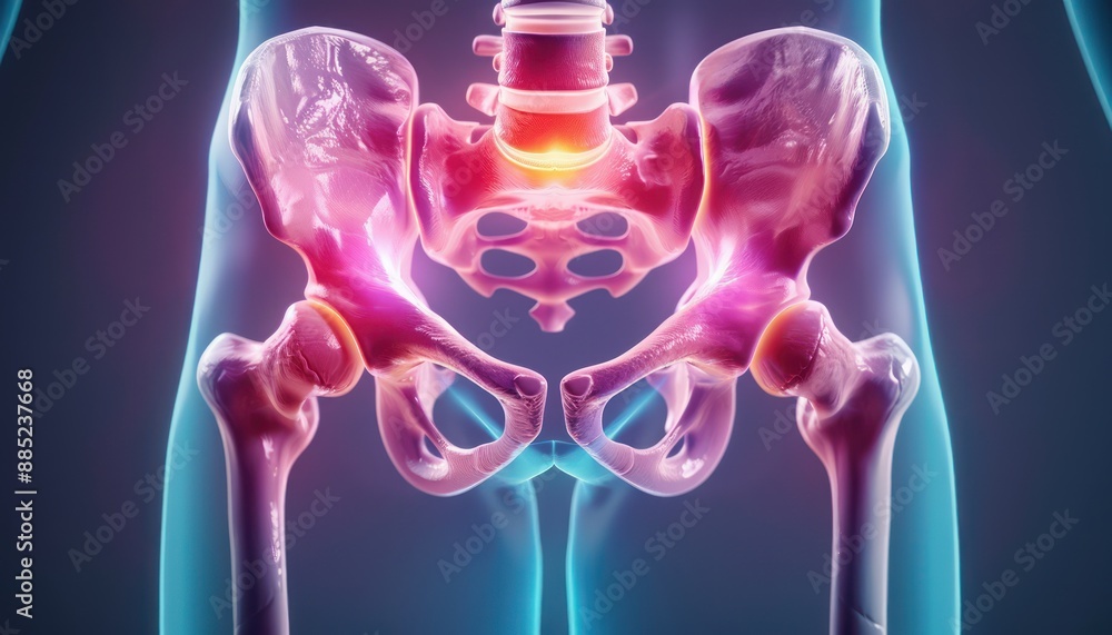 Hip Radiography Image Highlighting Bones and Skeletal Structure ...