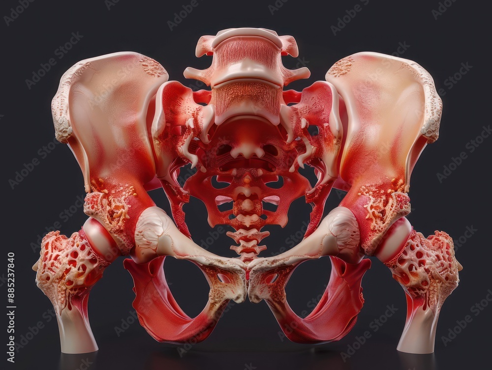 Stock-Illustration „Human Pelvis Anatomy Detailed 3D Model of the Hip Bone, Sacrum, and Coccyx ...