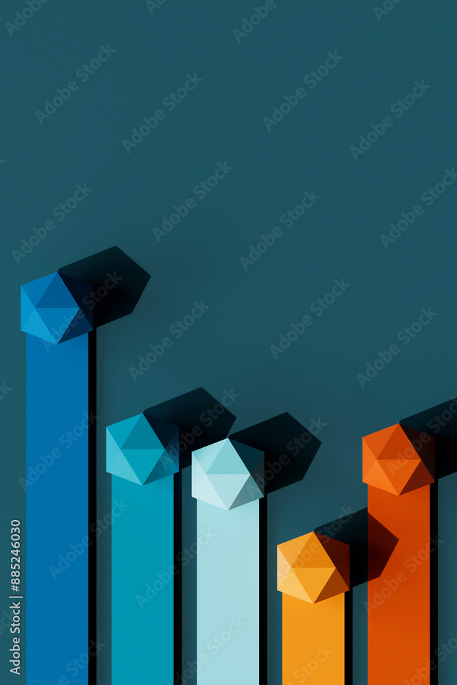 Colorful bar chart with geometric shapes Stock Illustration | Adobe Stock