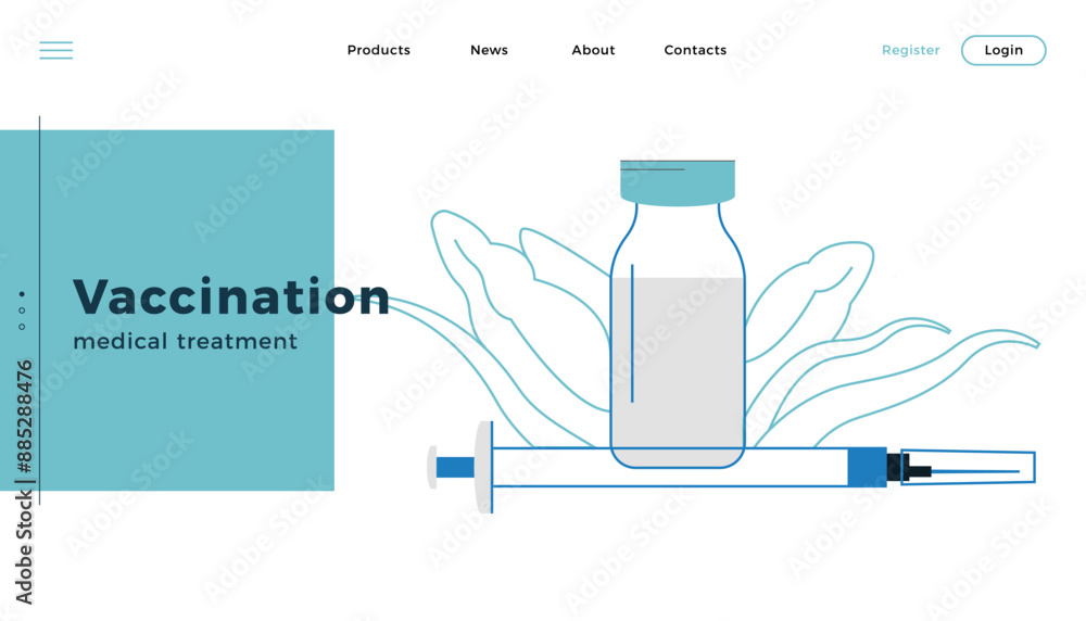 Vaccine bottle. Ampoule with Liquid and Medical Syringe for Injection ...