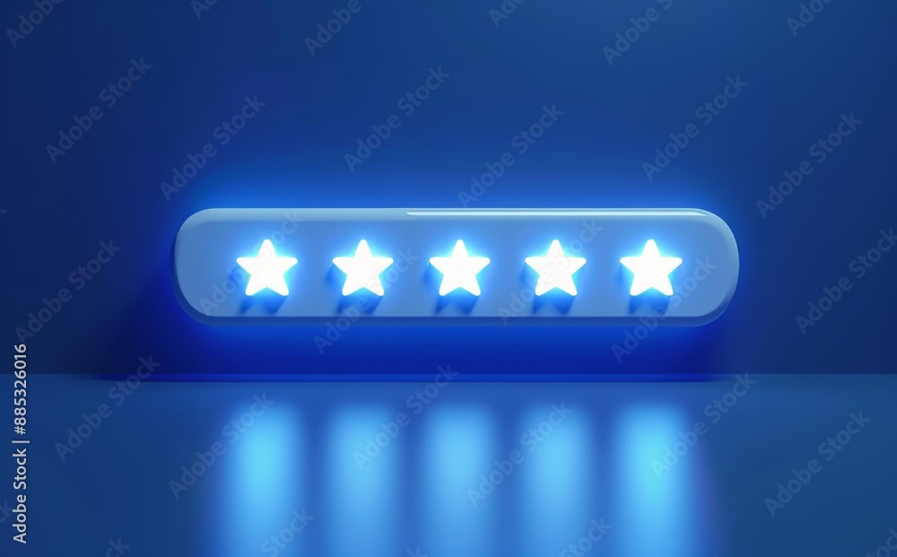 User experience evaluation slider button with five star rating review ...