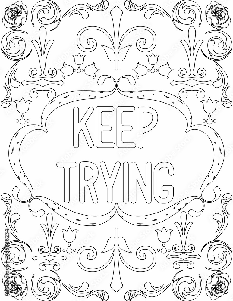 Printable floral coloring page for kids and adults with affirmation ...