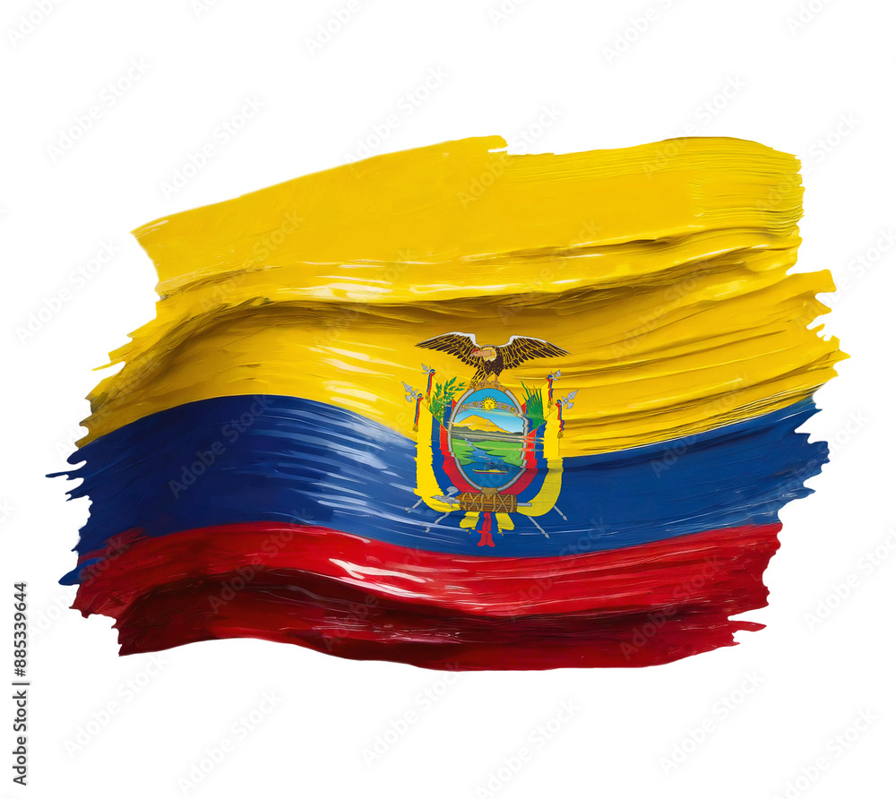 Representación de la bandera de Ecuador, realizada con pinceldas con ...