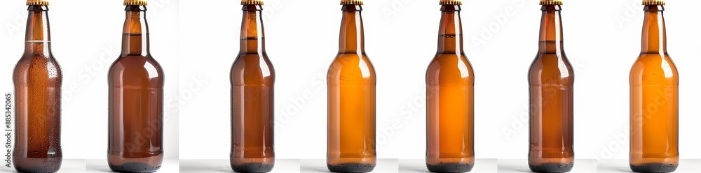 Collection of modern beer bottle icons isolated on transparent ...