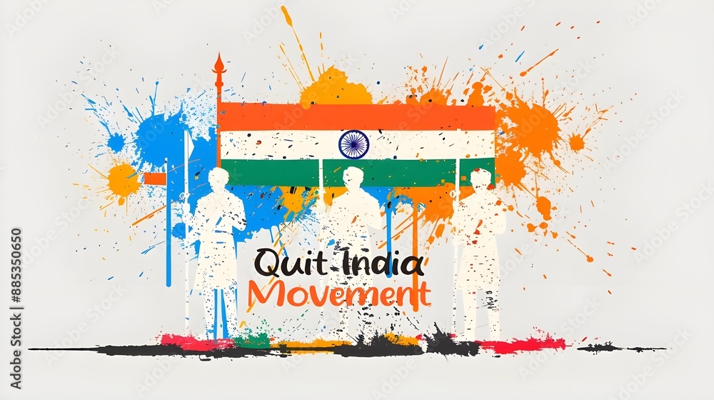Quit India Day banner with text Quit India Movement background Stock ...