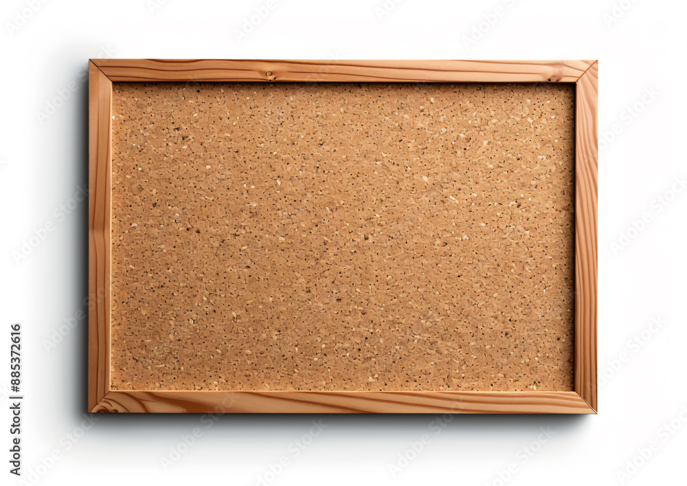 cork, board, wooden, frame, isolated, white, background, shown, top ...