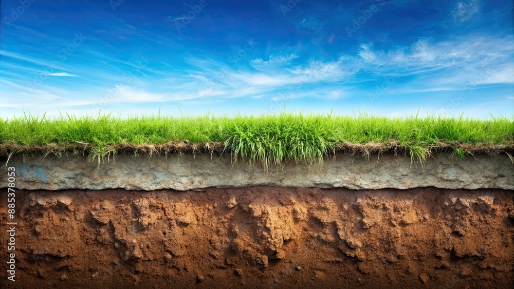 Underground soil layer of cross section earth, erosion ground with ...