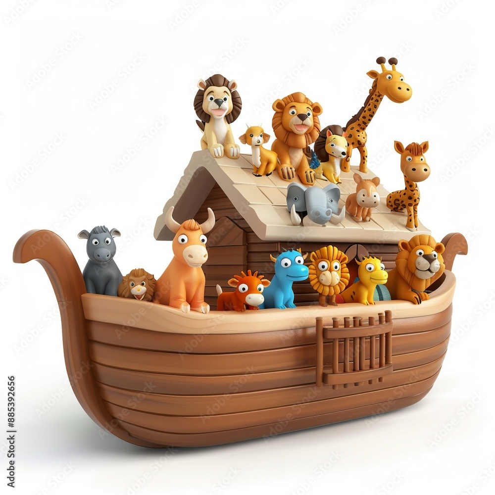 A 3D Noahs Ark clipart Christian story Stock Photo | Adobe Stock
