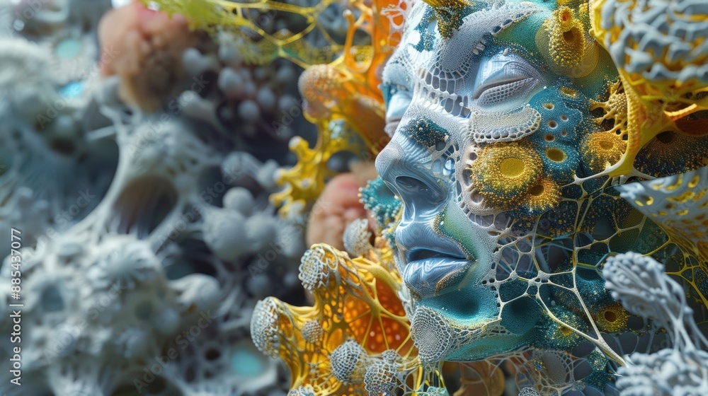 Craft a digital 3D rendering of Transformation, showcasing a figure ...