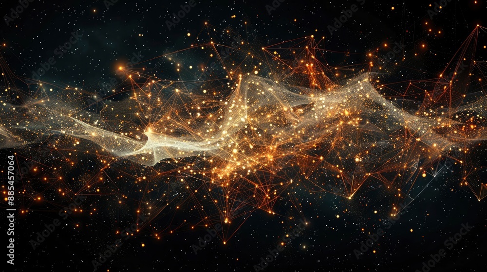 Neural networks visualized as a constellation of interconnected stars ...