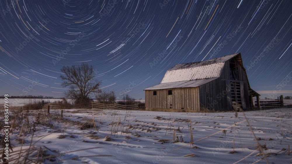 Starry Night Over Rustic Barn Timeless Charm of Rural Living Captured ...