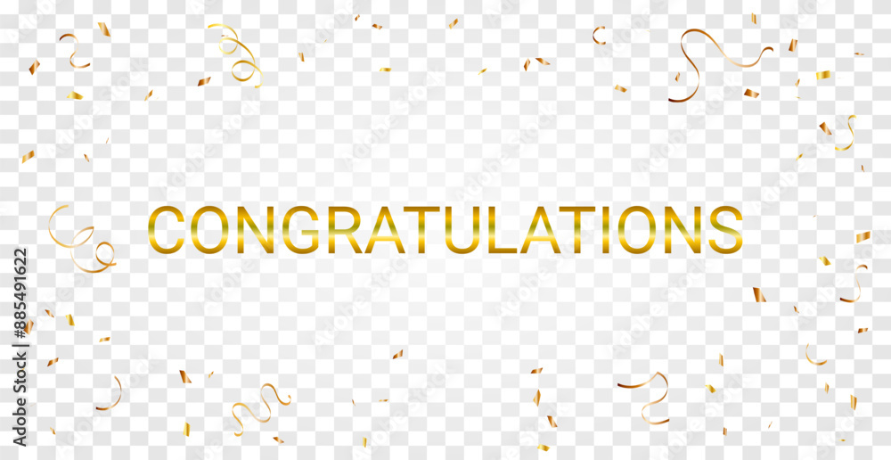 Congratulations Lettering With Golden Confetti And Streamer Ribbon On ...