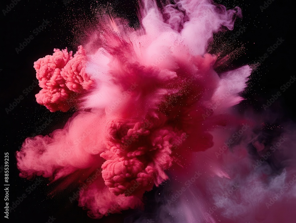 explosive color powder photography vibrant pink and red pigments frozen ...