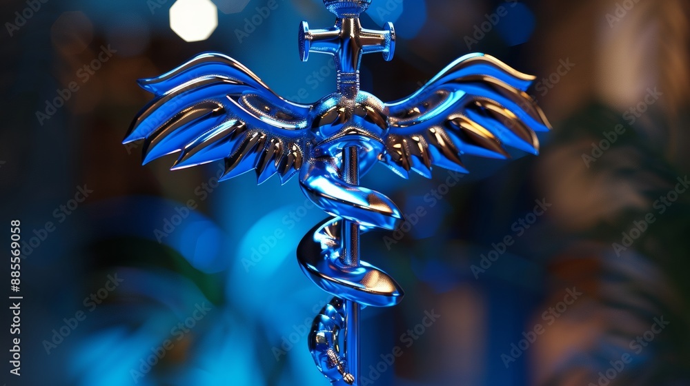 Blue Star of Life with a Rod of Asclepius is a well-known medical ...
