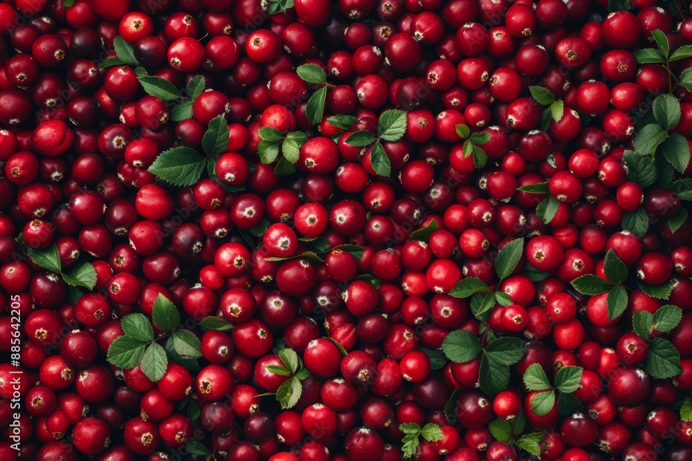 Cranberries texture background, Vaccinium macrocarpon fruits pattern ...