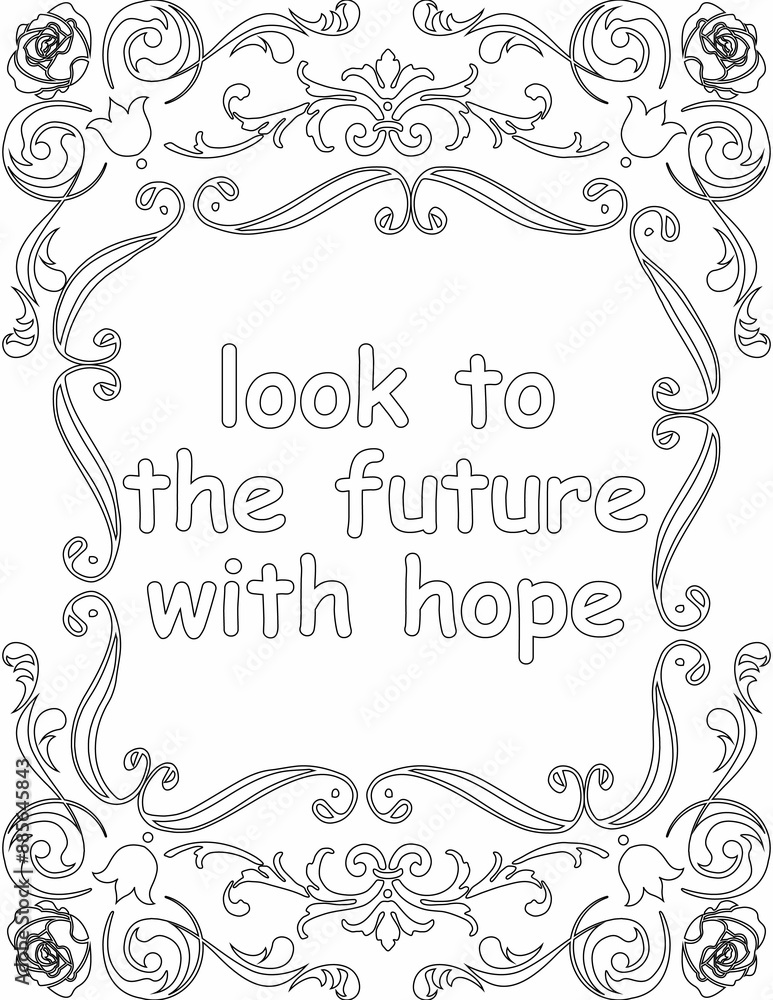 Printable floral coloring page for kids and adults with affirmation ...