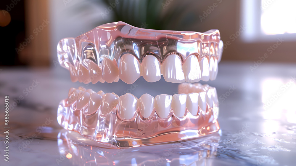 Clear 3D model of dental retainer showing tooth position, for ...