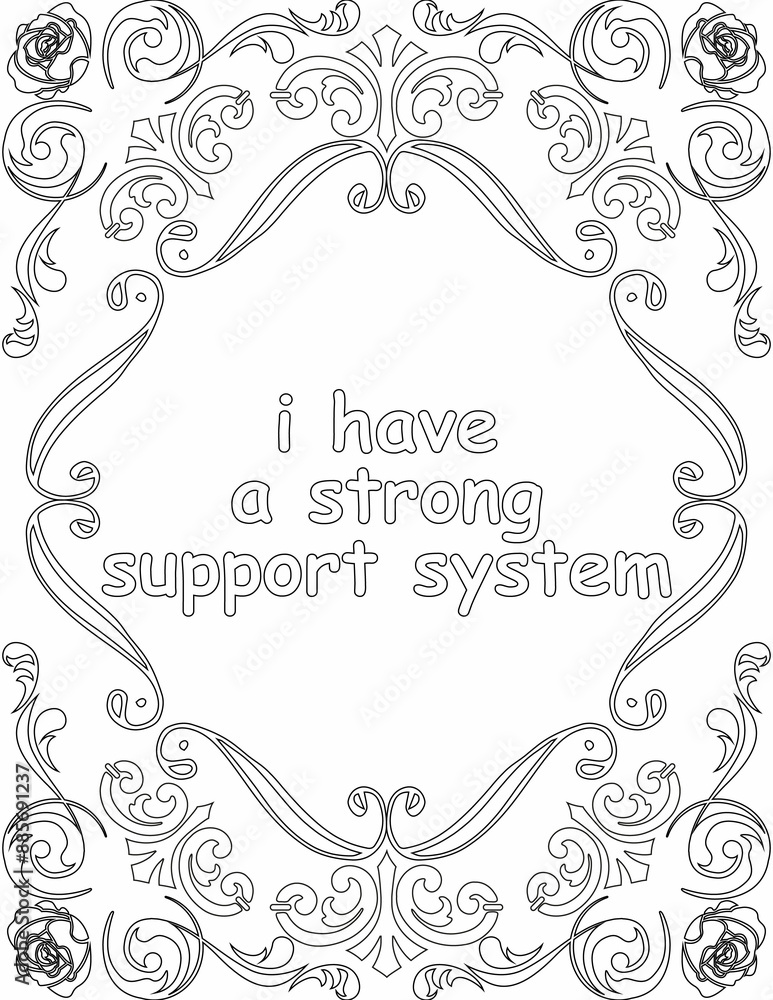 Printable floral coloring page for kids and adults with positive words ...