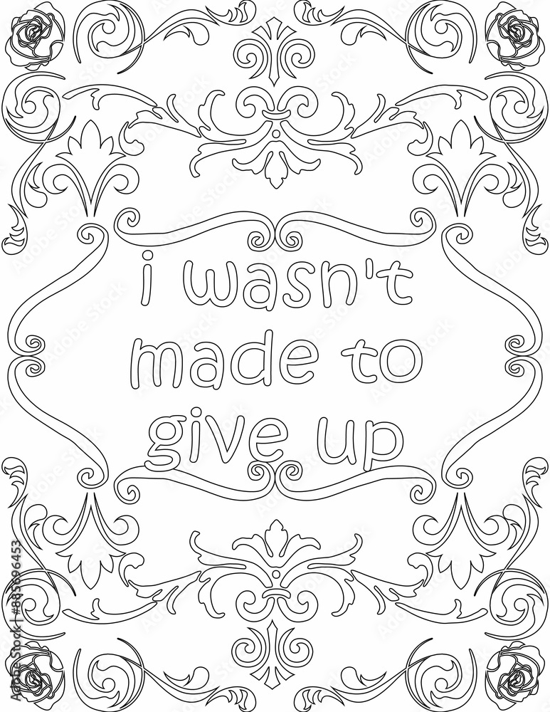Printable floral coloring page for kids and adults with positive words ...
