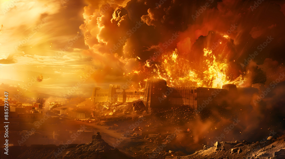 The destruction of a very ancient city predominantly built from ...