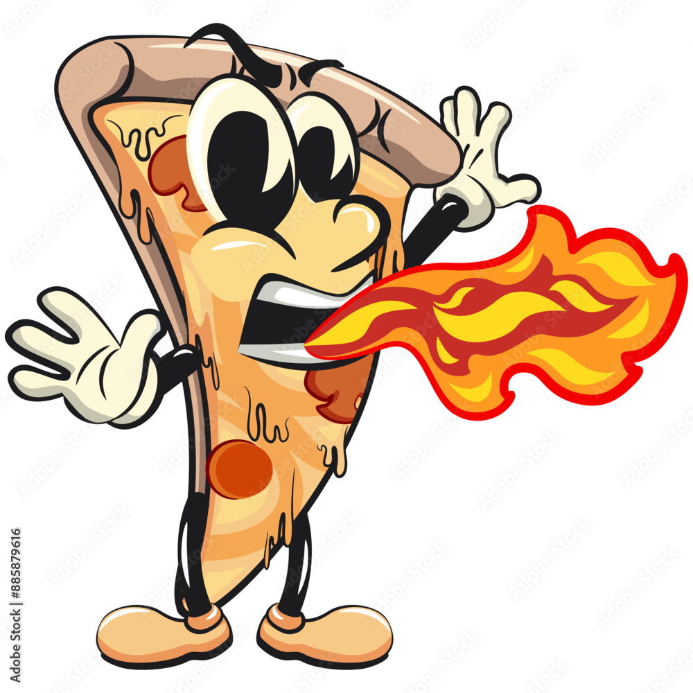 character of a slice pizza cartoon vector isolated clip art mascot ...