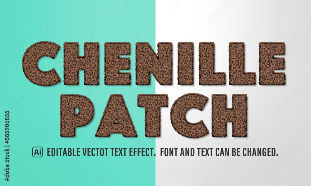 chenille embroidery patch text effect. 100% editable vector. Stock ...