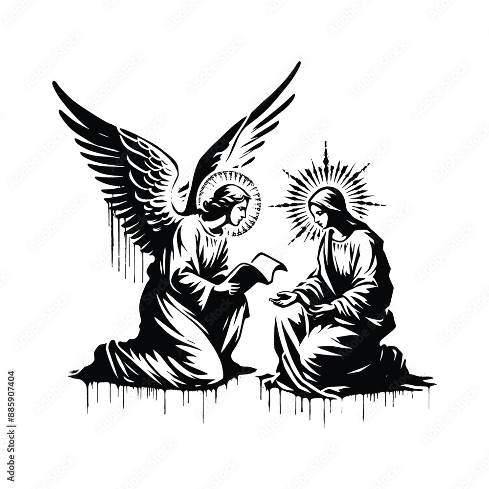 Angel Visiting Mary, Capture the moment when the angel Gabriel ...