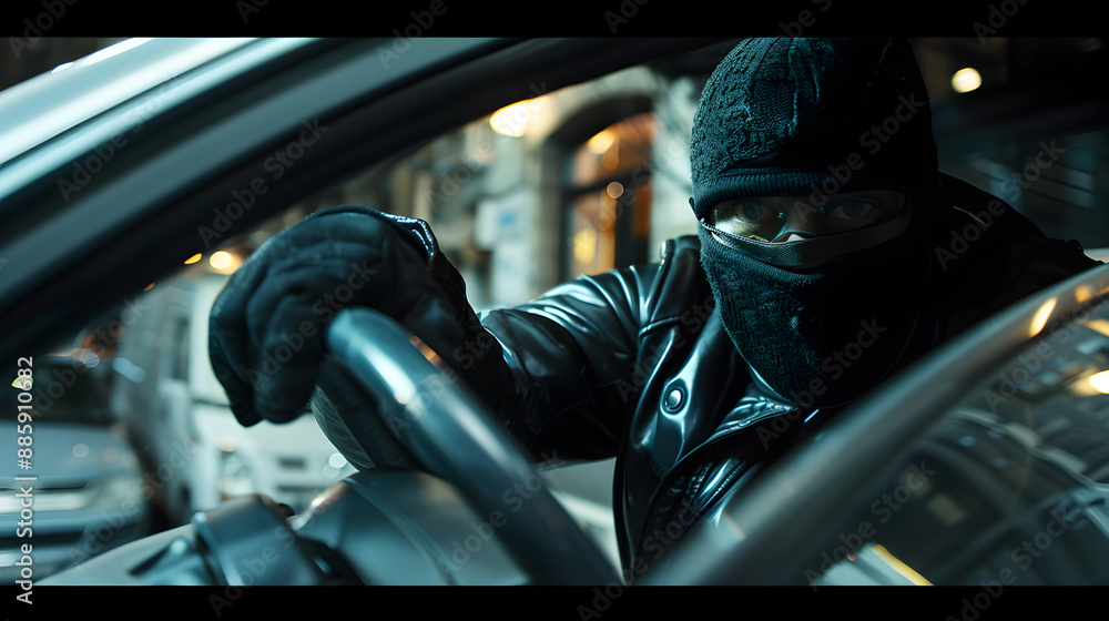 Masked Thief Breaking into a Car Highlighting the Importance of ...