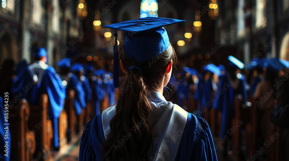the group of students in mortarboards and bachelor gowns, graduation ...