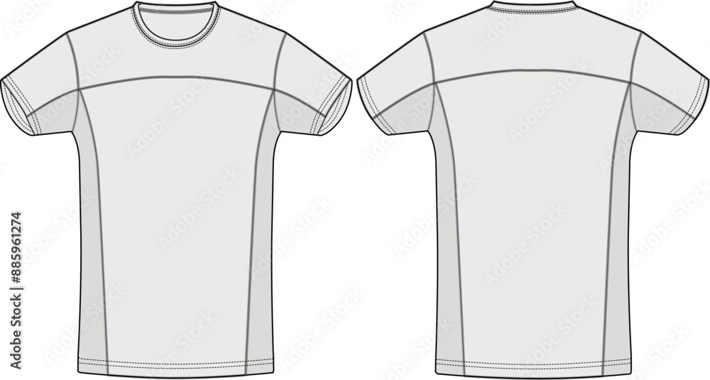 Sport T-Shirt CAD Vector Illustration Mock-Up Template Front and Back ...
