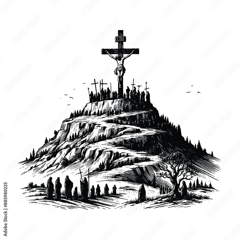 Calvary Hill Illustrate the hill where Jesus was crucified, with the ...