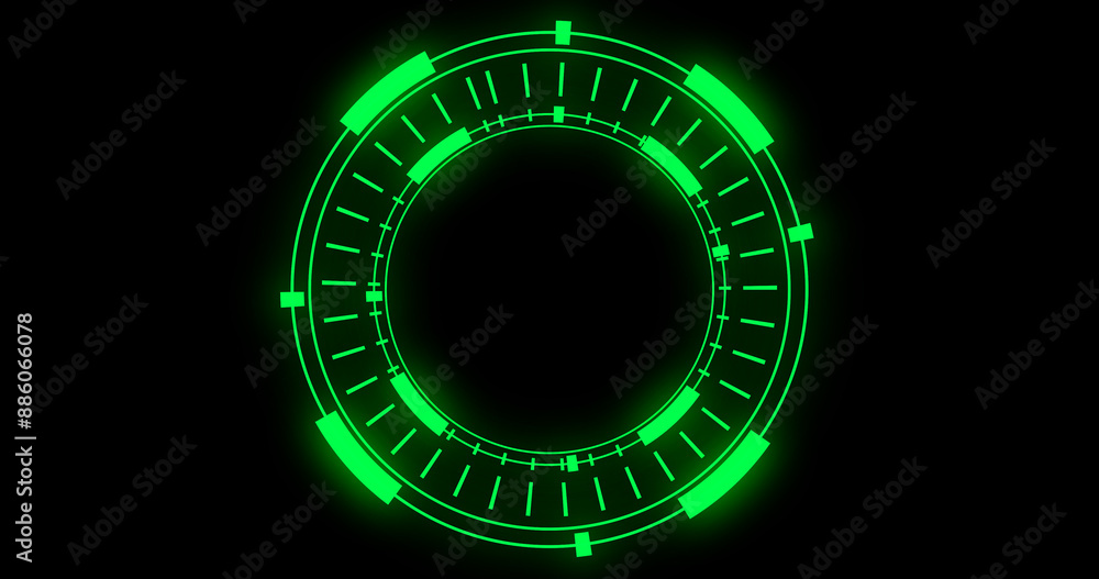 Technological animation of hud radial circular progress. Computer ...