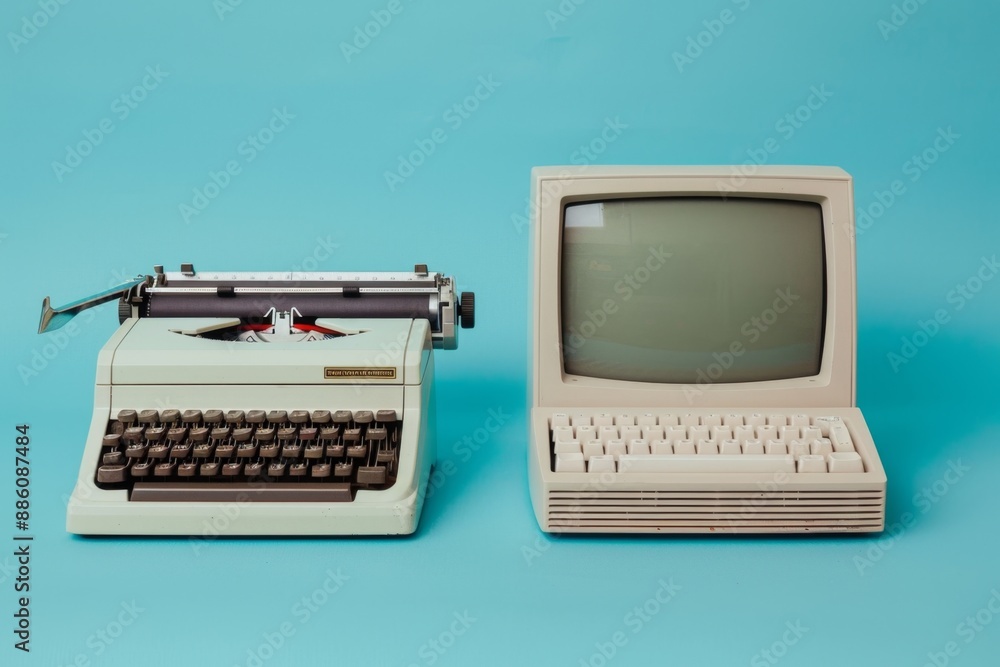 Contrast of Old and New Technology: Modern Computer and Vintage ...