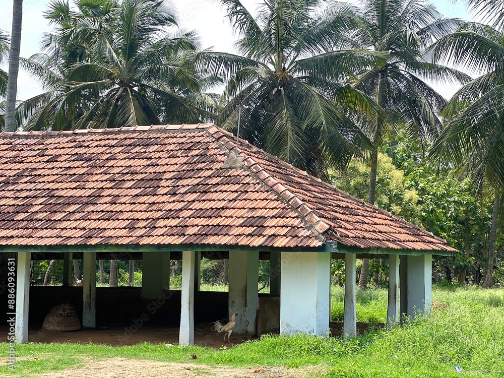 Indian village style tiled roof house.Architecture of old heritage ...