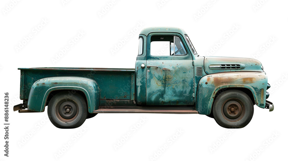 Vintage pick up car side view clip art Stock Photo | Adobe Stock