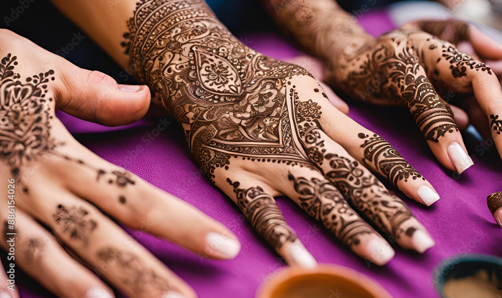Creative Henna Artist Designs Intricate Patterns, Adorning Skin with ...