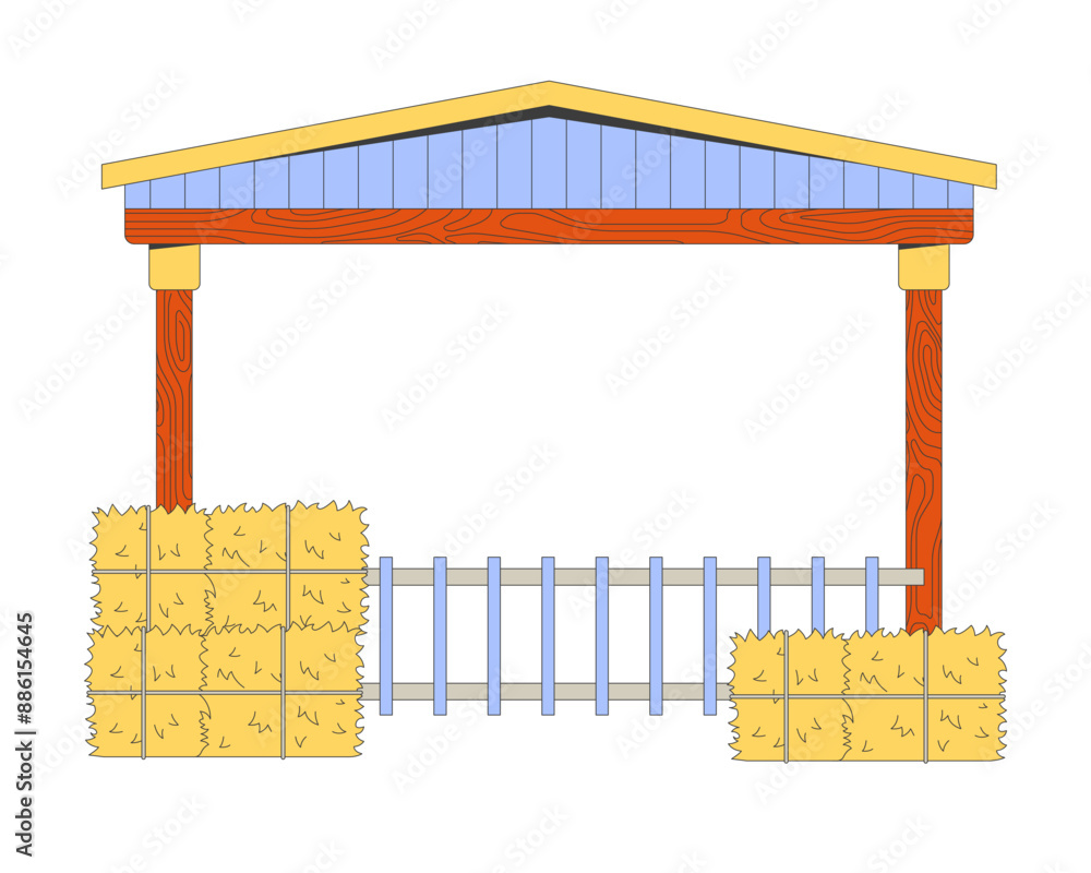 Barn for cattle at farm cartoon flat illustration. Building for hay ...