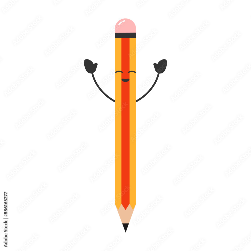 Vector illustration of pencil cartoon on transparent background Stock ...