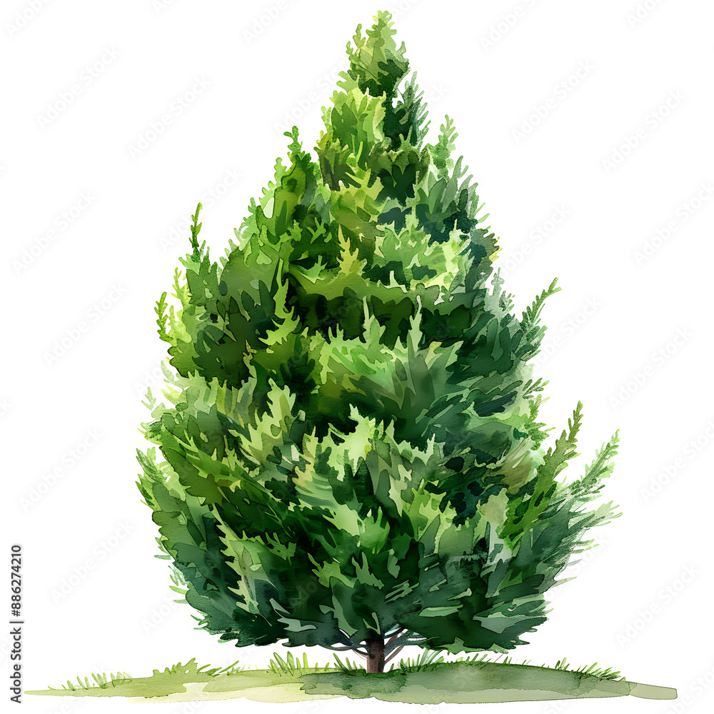 Trees front view, PNG, watercolor style vector tree, pine tree ...