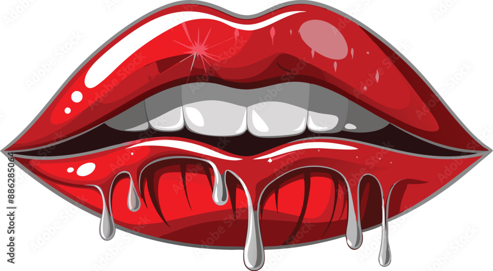 red lips vector illustration isolated on a white background, female ...