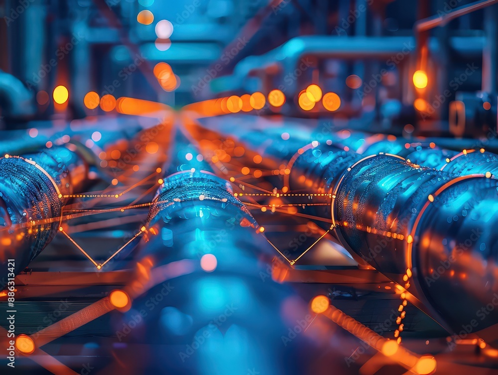 detailed map of a pipeline transport network, showing the routes of ...