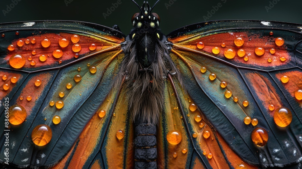 Ultra-detailed photograph of a monarch butterfly wing scale ...