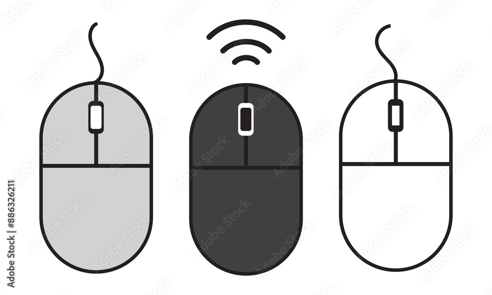 Computer mouse icon. Wireless gaming device line symbol. Click and ...