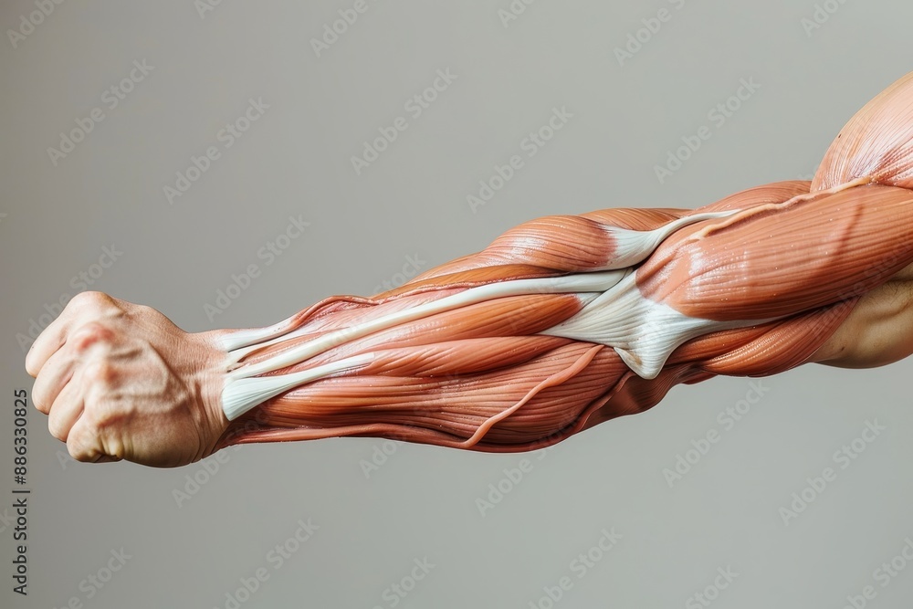 Detailed model of a human arm showcasing the bicep muscle, Definition ...