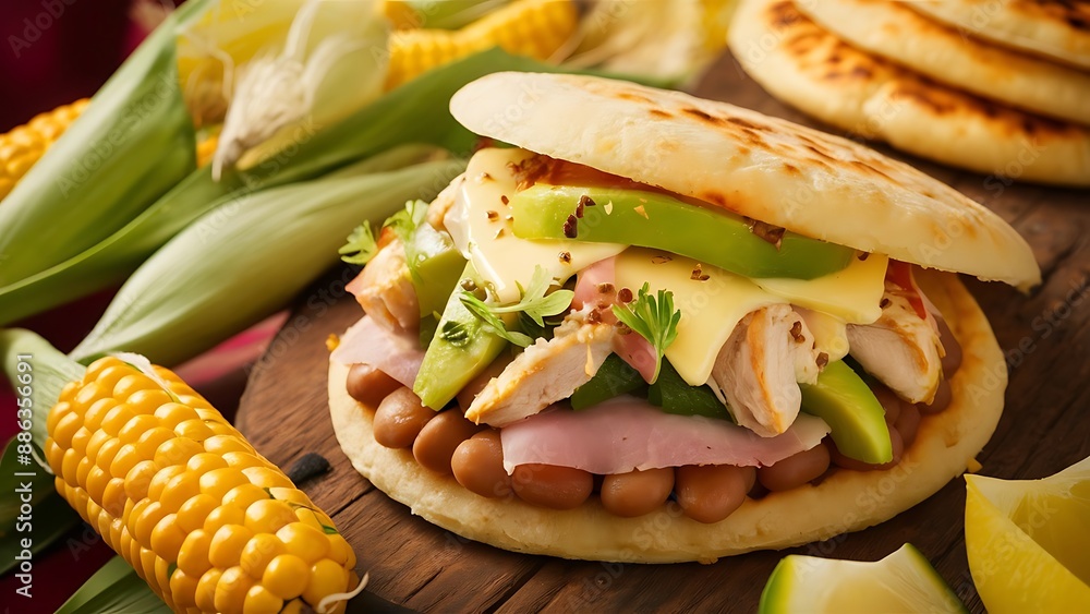 traditional food in colombia or venezuela named arepa made with corn ...
